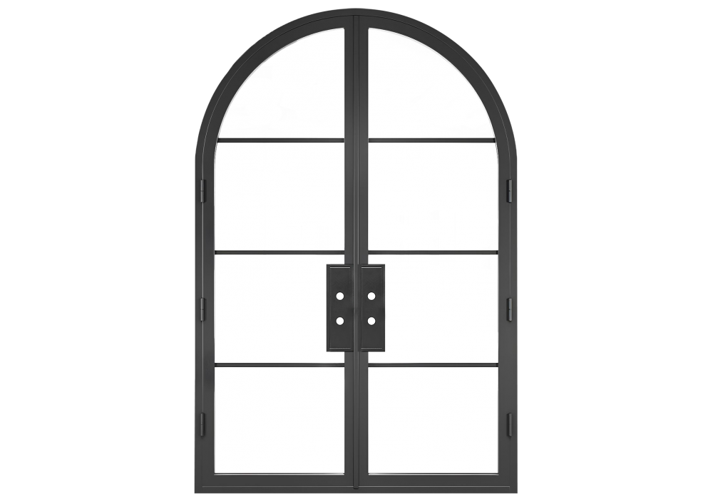 Zolo - Double Arched Steel Metal 4-Lite French Door with Low-E Glass ...